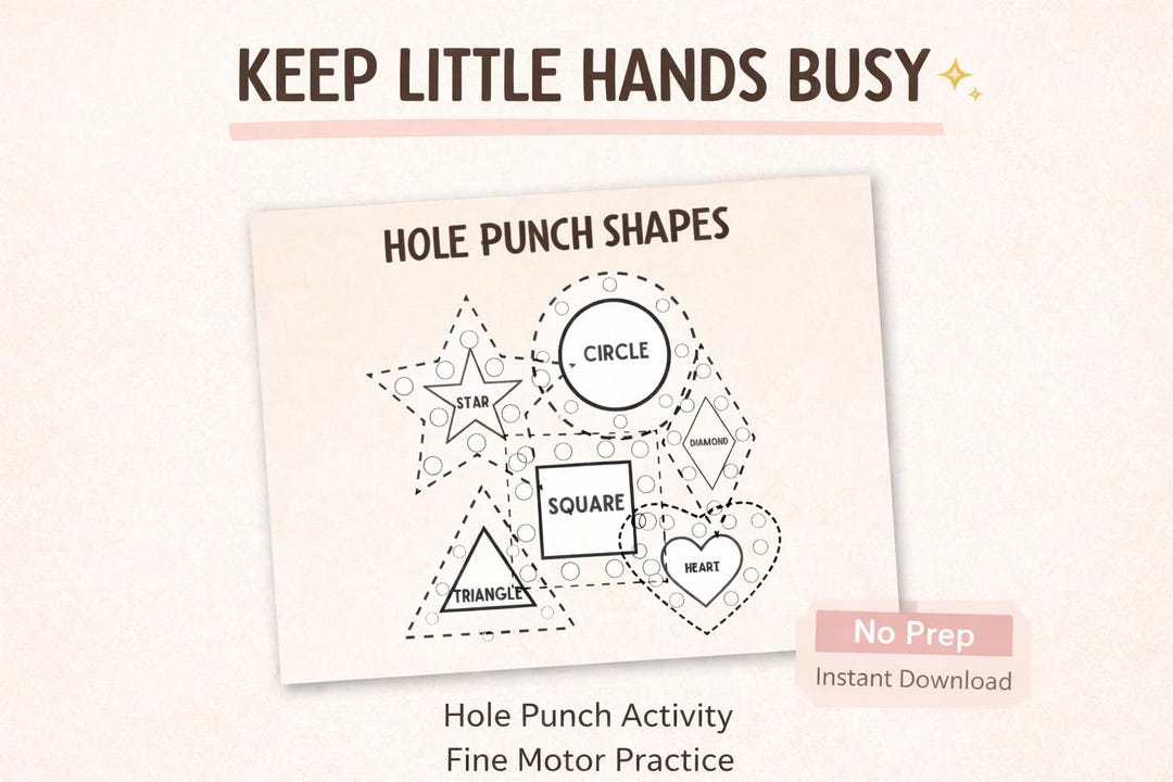 Fine Motor Activity for Toddlers, Hole Punch Printable, Keep Kids Busy ...