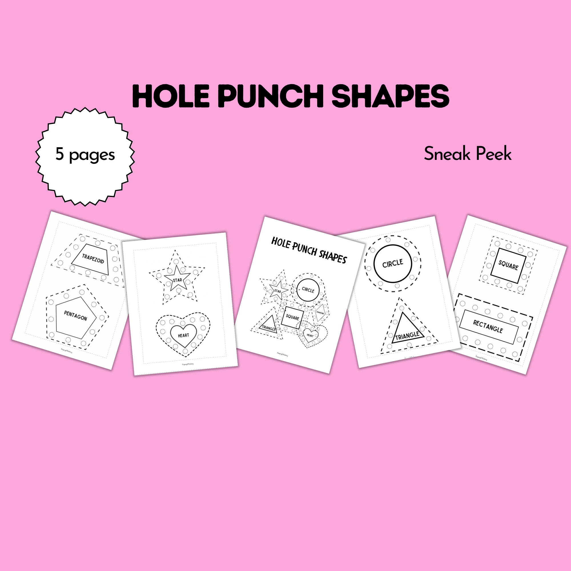 Hole Punch Shapes PDF Printable, Preschool Activity, Fine Motor Skills ...