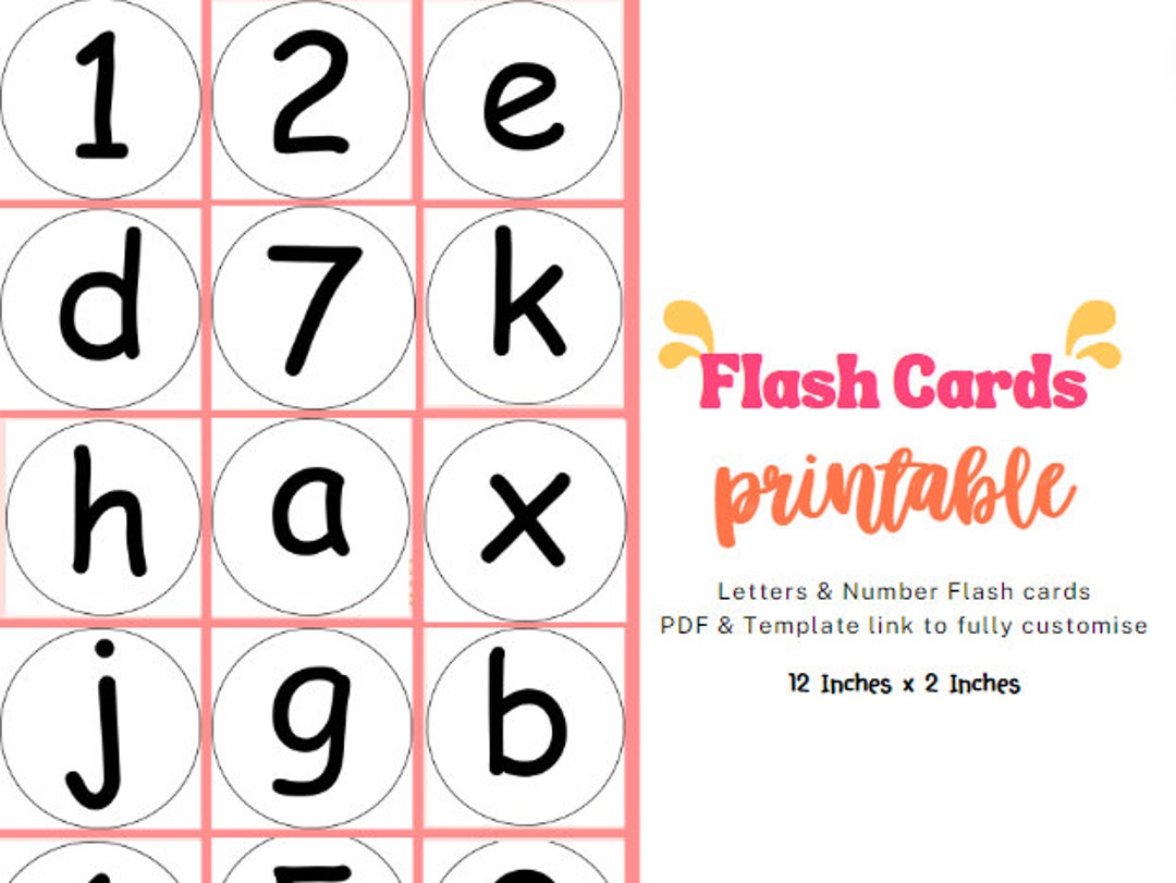 Letter and Number Flashcards, Lowercase Alphabet (digital Download) - Etsy