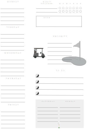 Golf Themed Printable Planner Golf Daily Weekly Yearly Planner Sport ...
