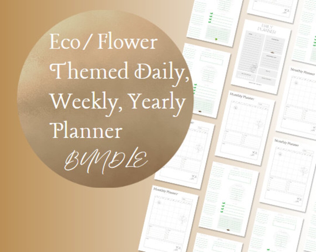 Floral Printable Planner Bundle, Daily, Weekly, Yearly (digital ...