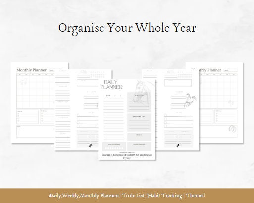 Horse Themed Printable Planner Horse Daily Weekly Yearly Planner ...