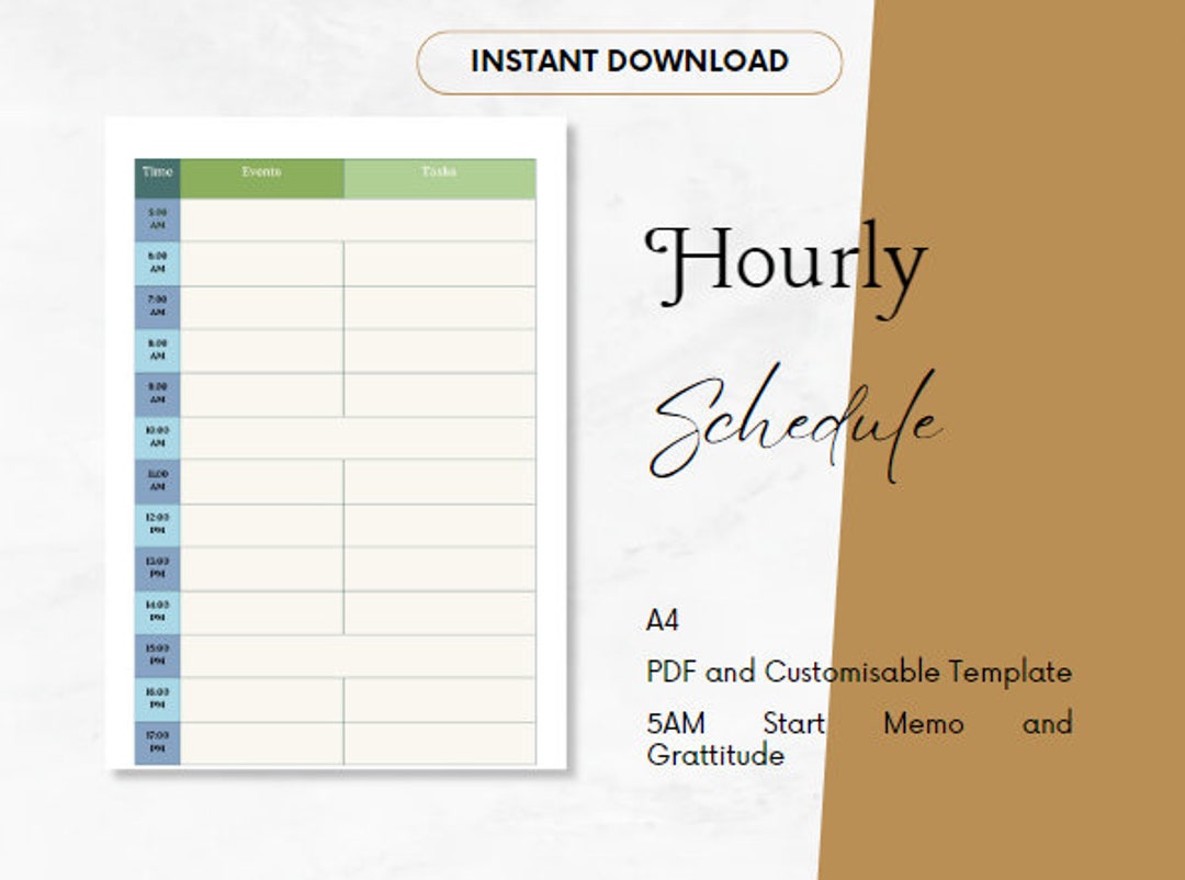 Weekly Hourly Planner Printable Daily Hourly Schedule Time Planning ...