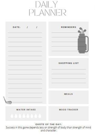 Golf Themed Printable Planner Golf Daily Weekly Yearly Planner Sport ...