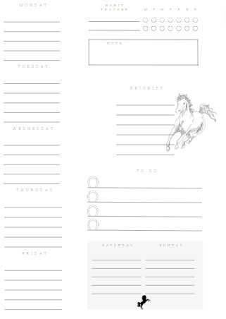 Horse Themed Printable Planner Horse Daily Weekly Yearly Planner ...