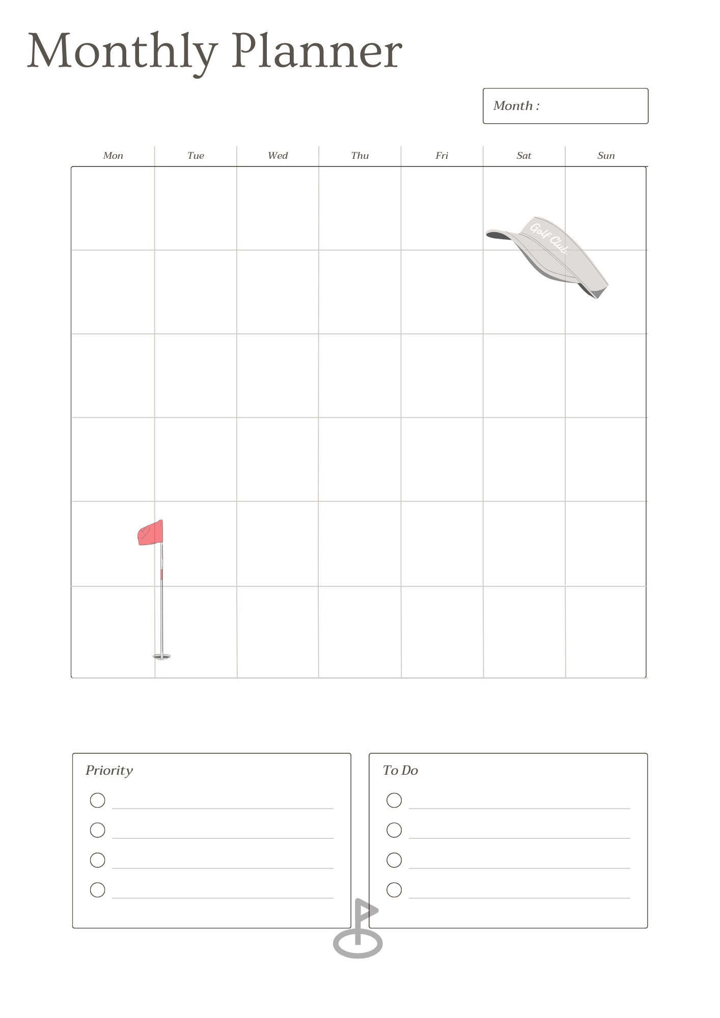 Golf Themed Printable Planner Golf Daily Weekly Yearly Planner Sport ...