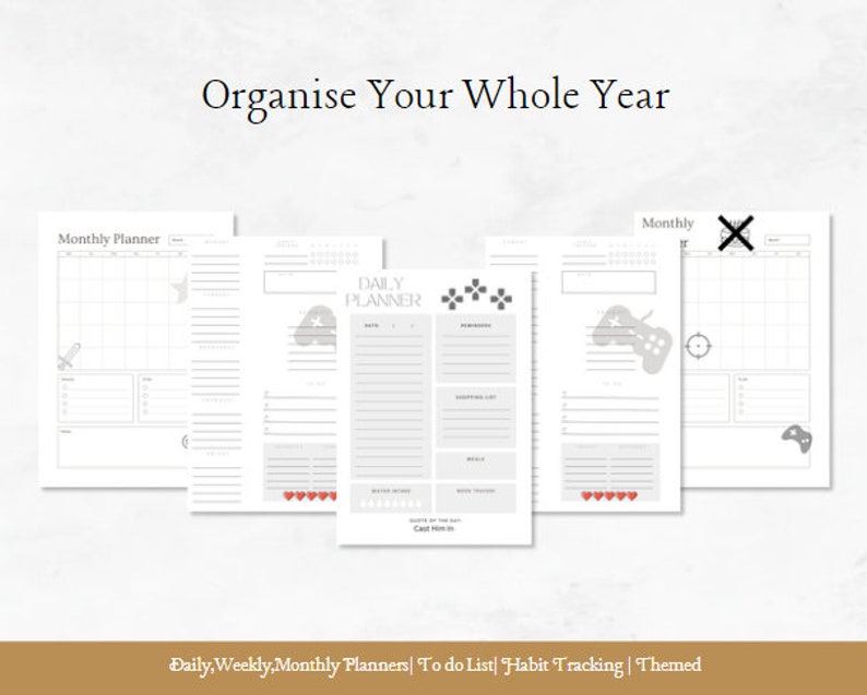 Gaming Themed Printable Planner Game Daily Weekly Yearly Planner Gamer ...