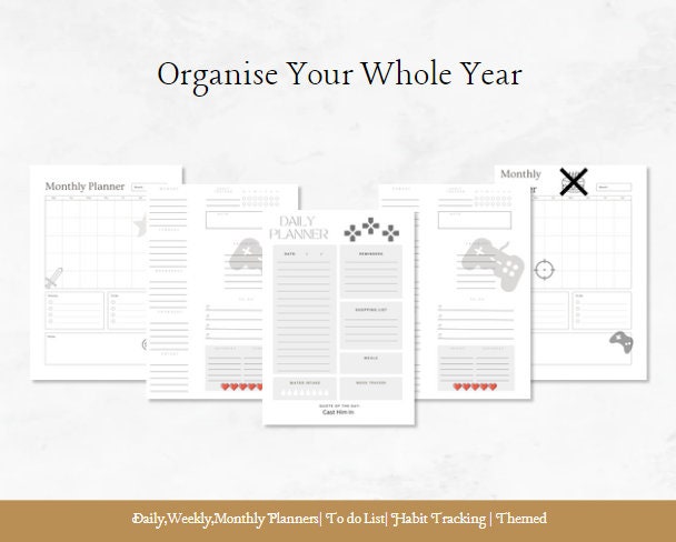 Gaming Themed Printable Planner Game Daily Weekly Yearly Planner Gamer ...