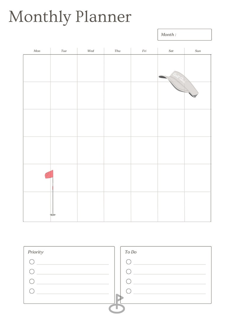 Golf Themed Printable Planner Golf Daily Weekly Yearly Planner Sport ...