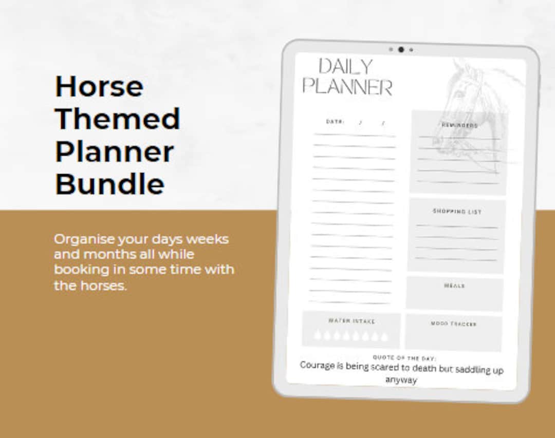 Horse Themed Printable Planner Horse Daily Weekly Yearly Planner ...