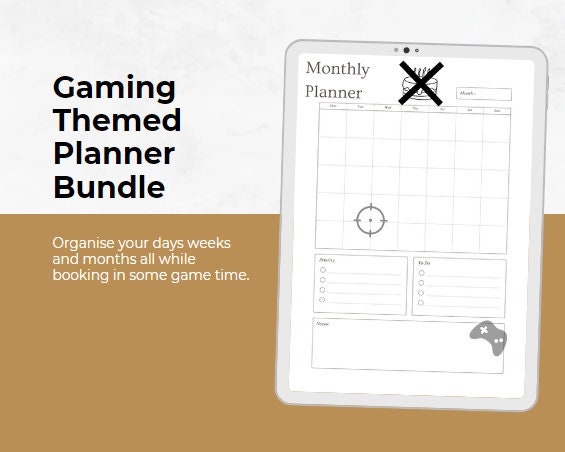 Gaming Themed Printable Planner Game Daily Weekly Yearly Planner Gamer ...