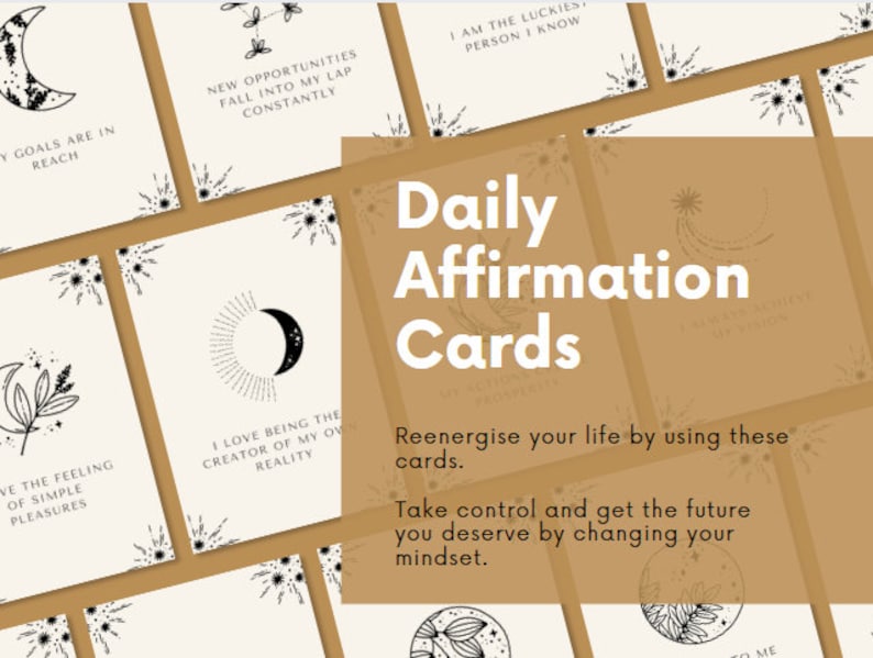 Daily Affirmation Cards, Self-love Printable (PDF) - Etsy