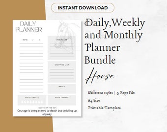 Horse A4 Printable Weekly Planner - Etsy