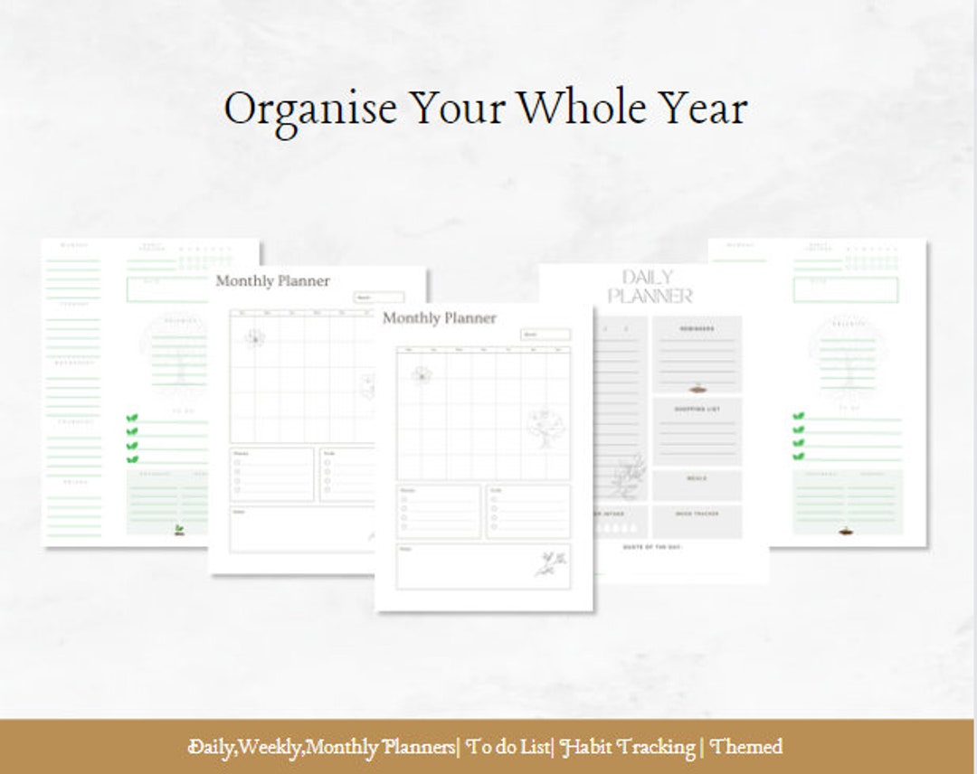 Plant Themed Printable Planner Flower Daily Weekly Yearly Planner Eco ...