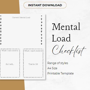 Mental Load Checklist Mental Health Crisis Mindfulness Sheets Stress Relief Workbook - Etsy