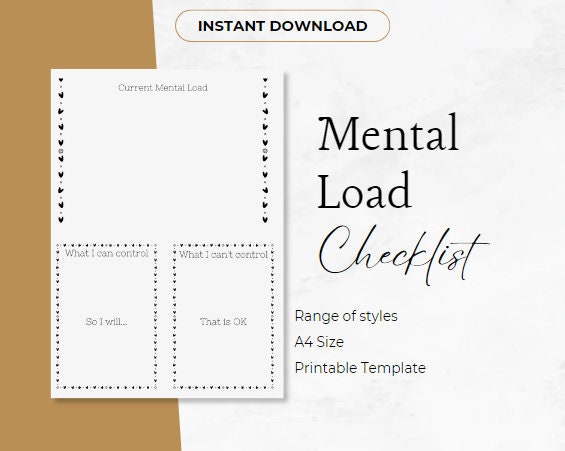 Mental Load Checklist Mental Health Crisis Mindfulness Sheets Stress ...