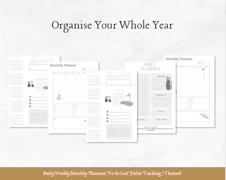 Golf Themed Printable Planner Golf Daily Weekly Yearly Planner Sport ...