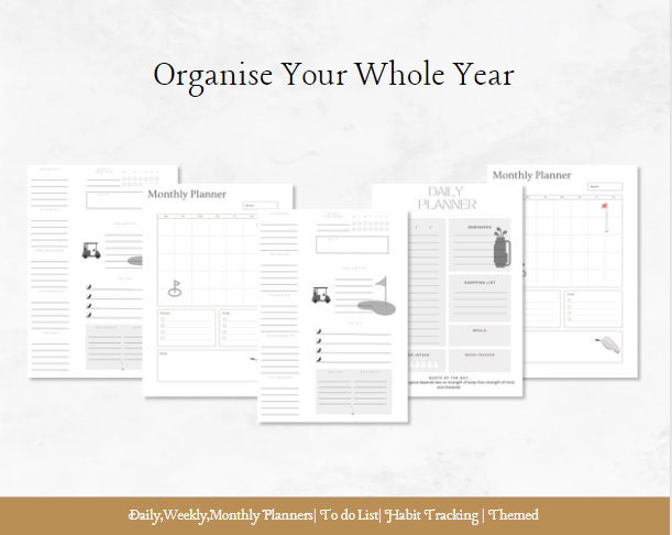 Golf Themed Printable Planner Golf Daily Weekly Yearly Planner Sport ...