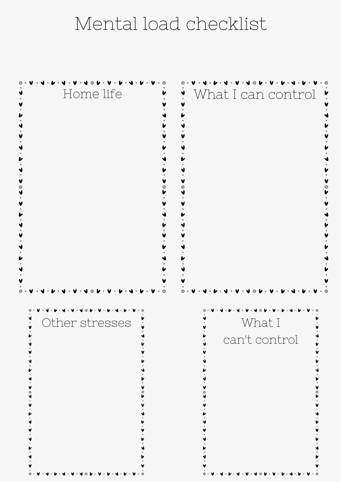 Mental Load Checklist Mental Health Crisis Mindfulness Sheets Stress ...