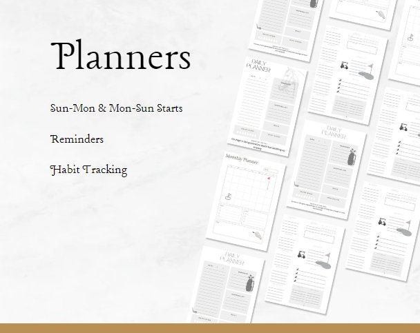 Golf Themed Printable Planner Golf Daily Weekly Yearly Planner Sport ...