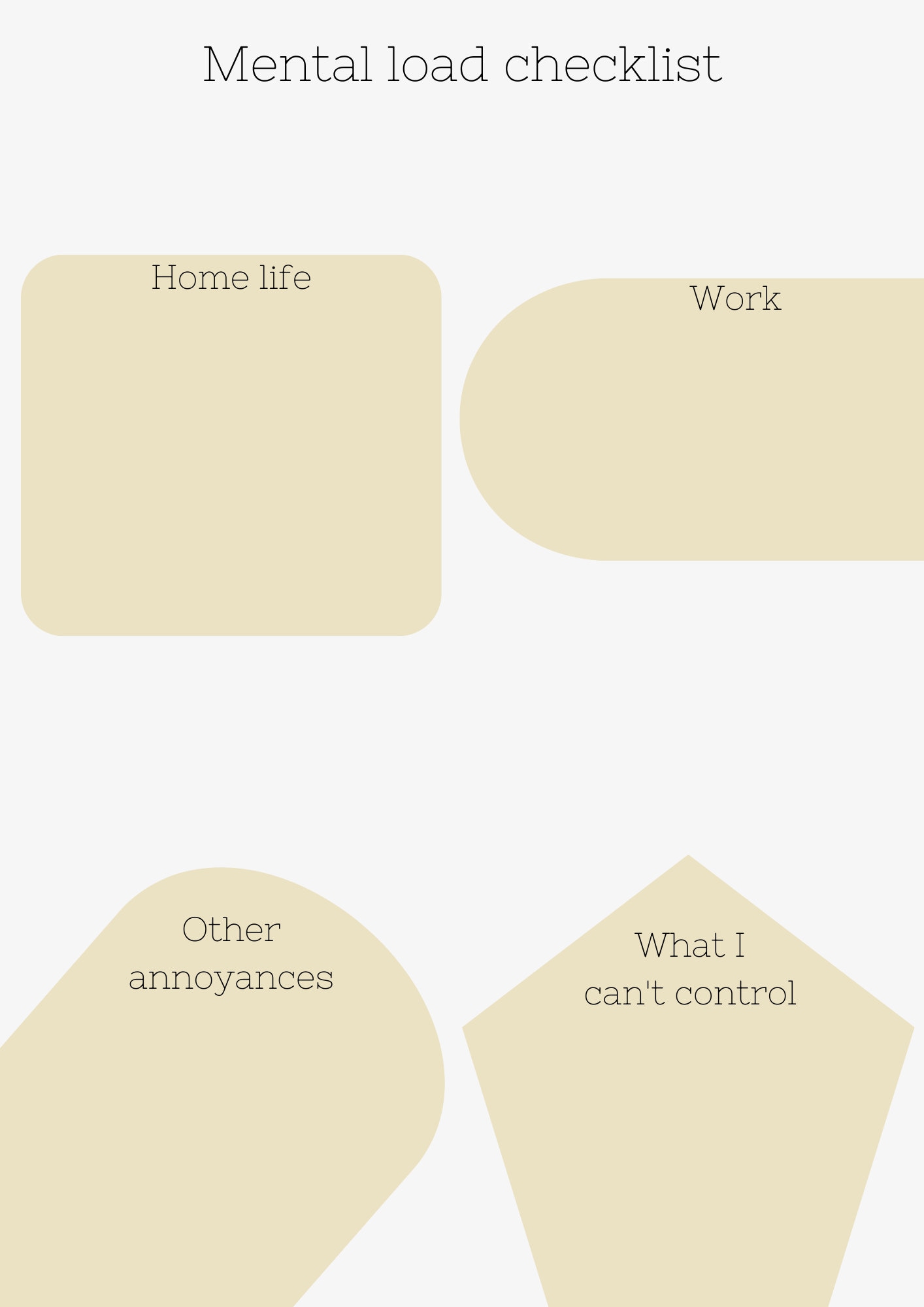 Mental Load Checklist Mental Health Crisis Mindfulness Sheets Stress Relief Workbook - Etsy