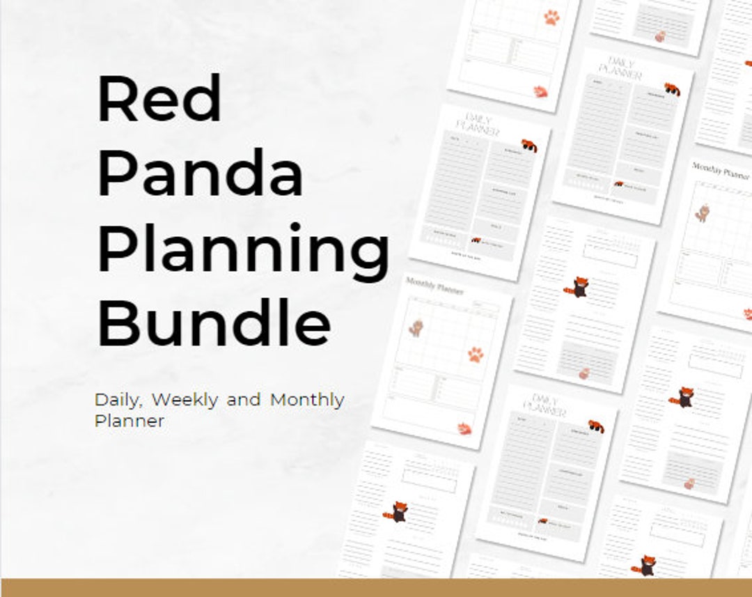 Red Panda Themed Printable Planner Red Panda Daily Weekly Yearly ...