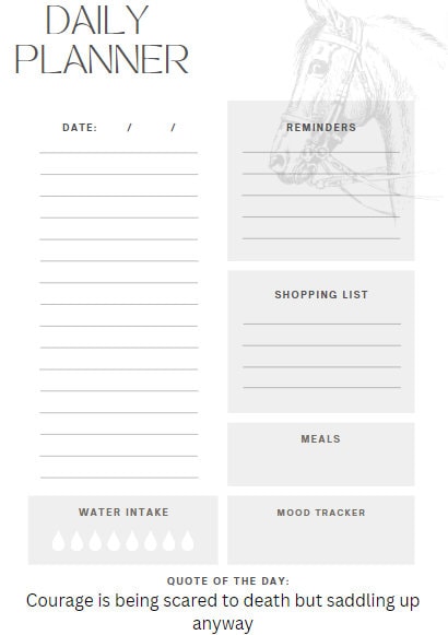 Horse Themed Printable Planner Horse Daily Weekly Yearly Planner ...