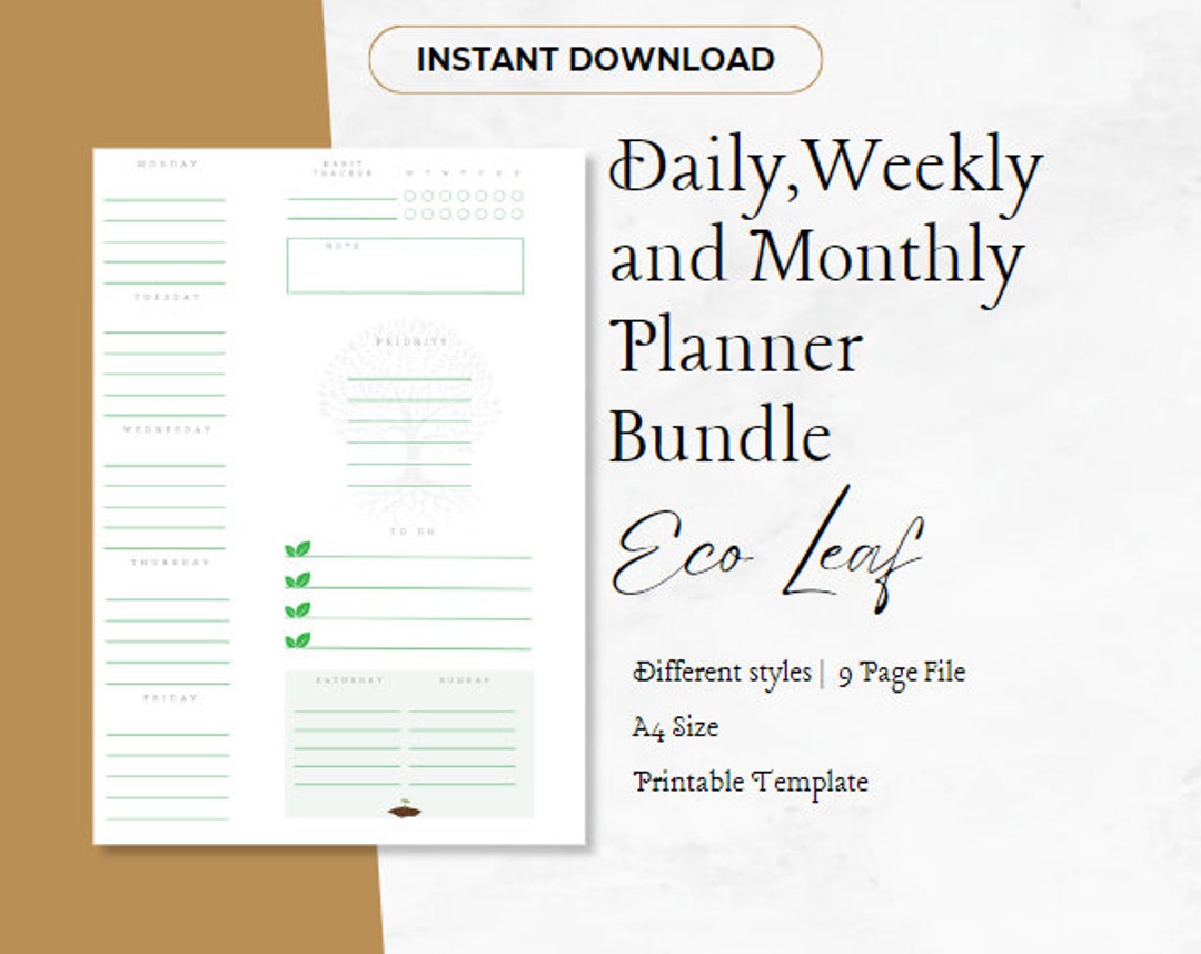 Floral Eco Planner Set | Daily, Weekly, Yearly (printable Bundle) - Etsy
