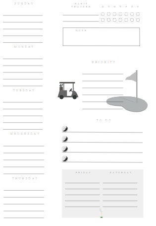 Golf Themed Printable Planner Golf Daily Weekly Yearly Planner Sport ...