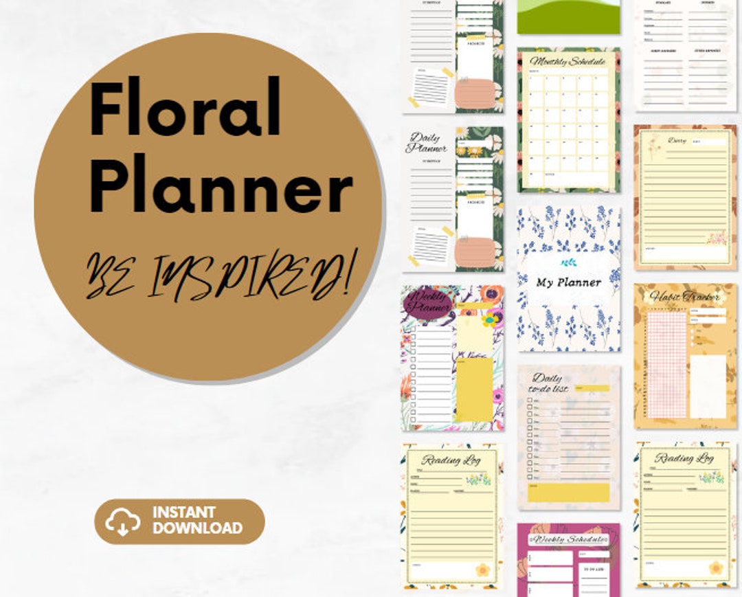Planner Bold Brightly Coloured Diary Floral Multicolored Flower Theme ...
