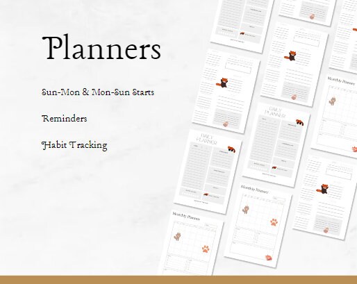 Red Panda Themed Printable Planner Red Panda Daily Weekly Yearly ...