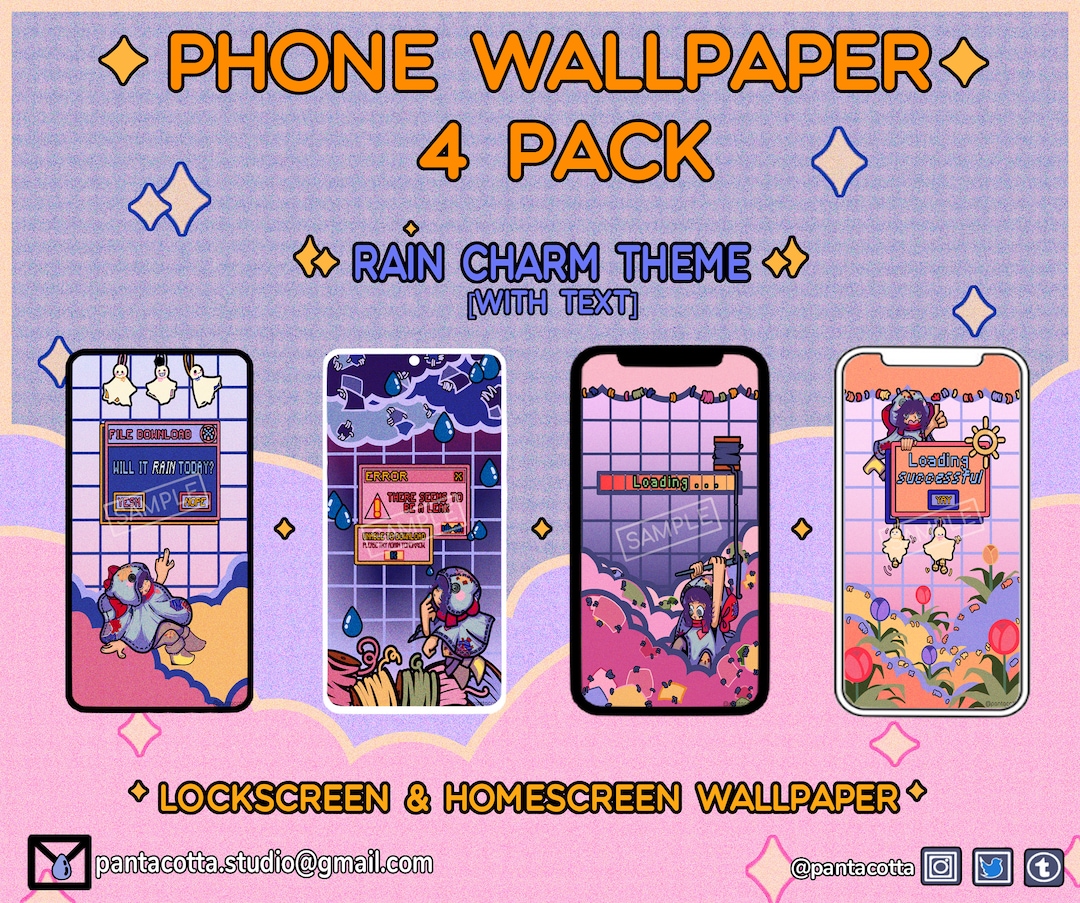 4 Japanese Chibi Rain Charm Phone Wallpaper With Text for Android and ...