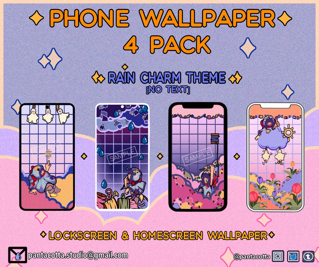 4 Japanese Chibi Rain Charm Phone Wallpaper Without Text for Android ...