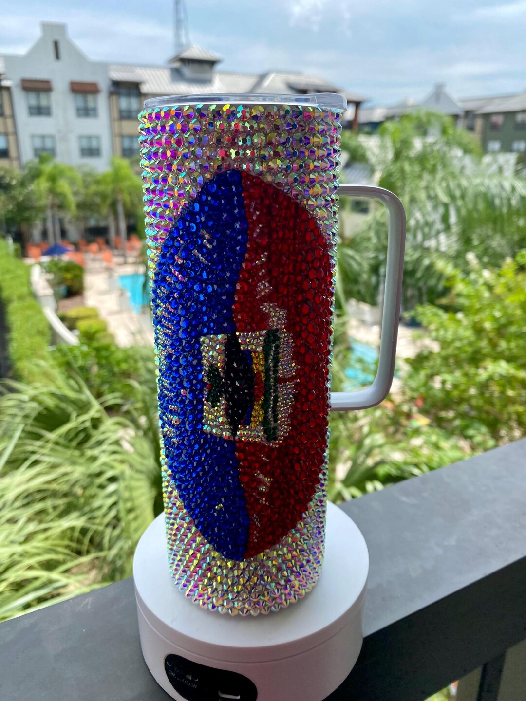 Sparkly Flag Tumbler - Blinged Out & Personalized With Handle - Etsy