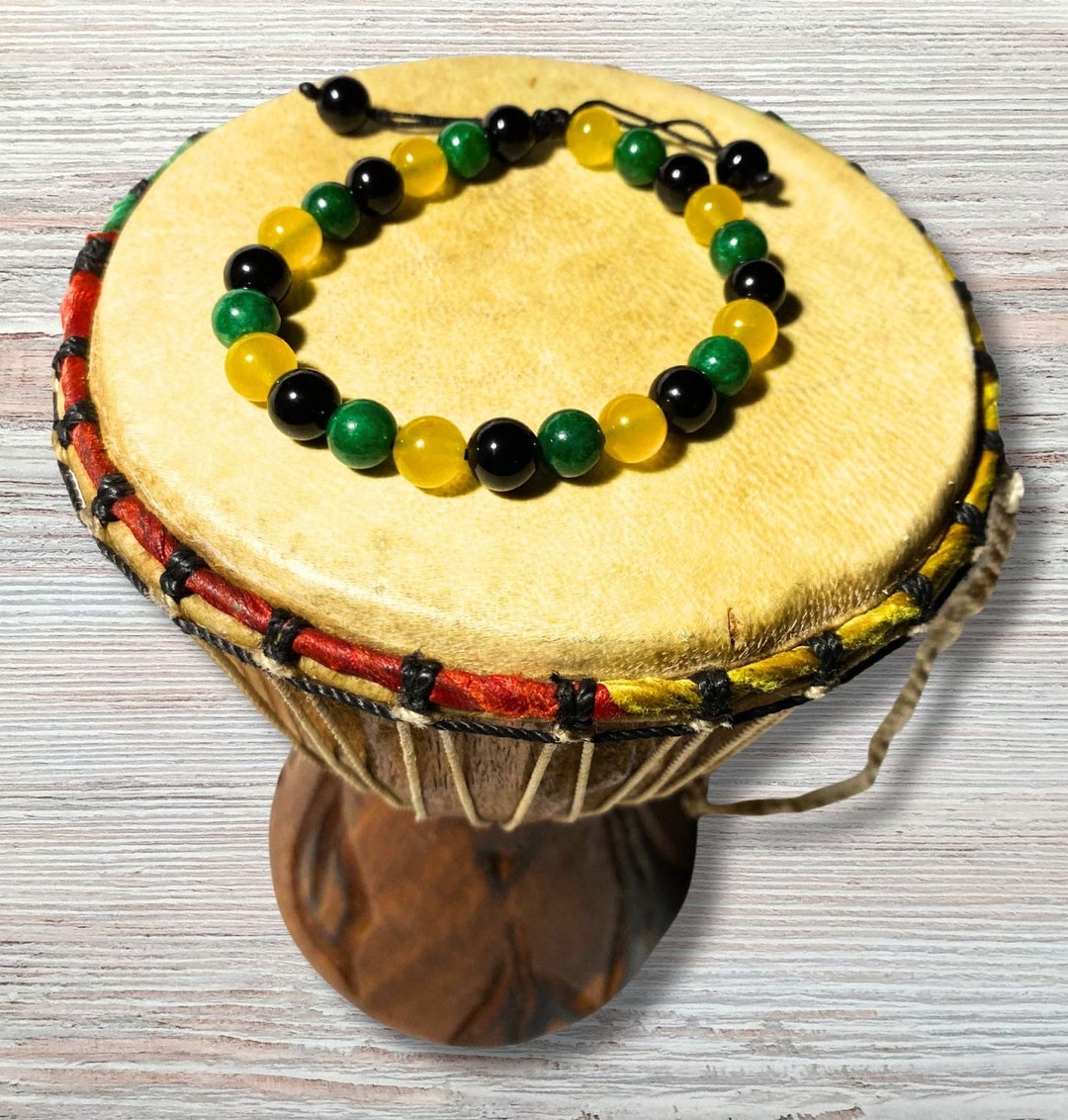 Handmade Jamaica Flag Colors Natural Stone Bead Bracelet - Etsy