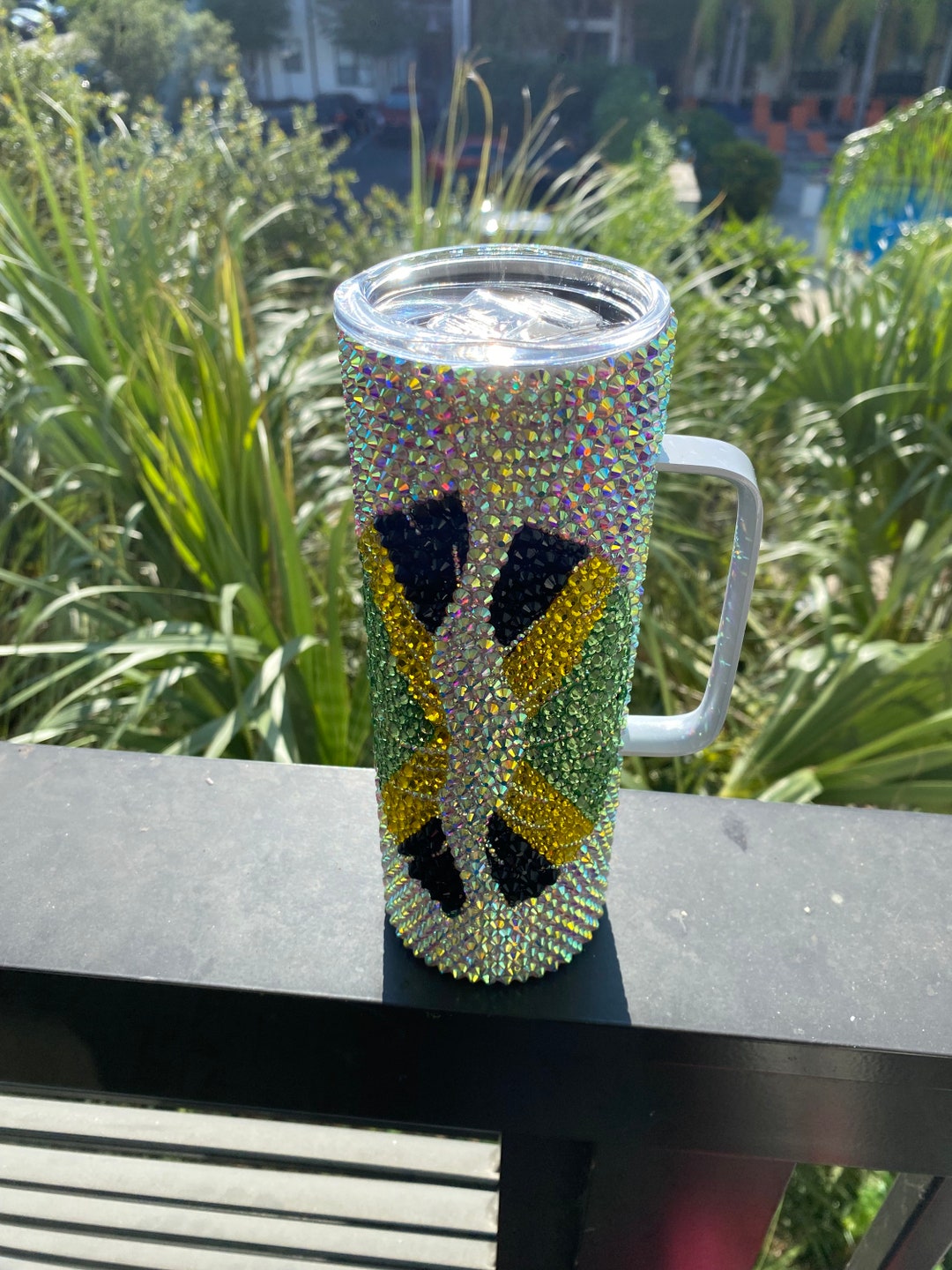 Sparkly Flag Tumbler - Blinged Out & Personalized With Handle - Etsy