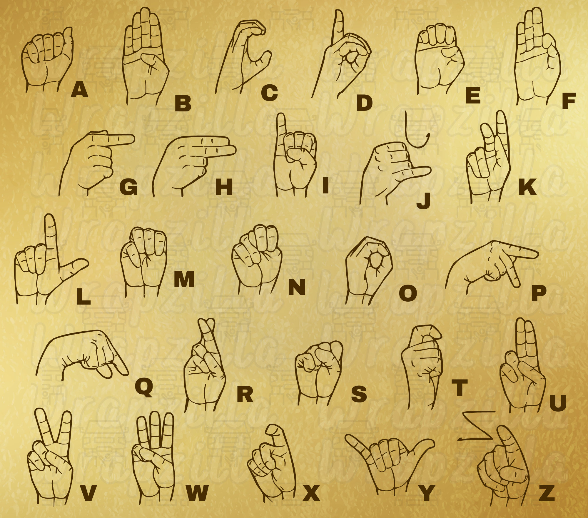 ASL Tumbler Wrap American Sign Language Alphabet 20oz Skinny ...