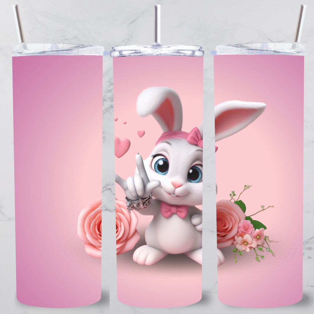 ASL Ily Tumbler Wrap American Sign Language Bunny Rabbit 20oz Skinny ...