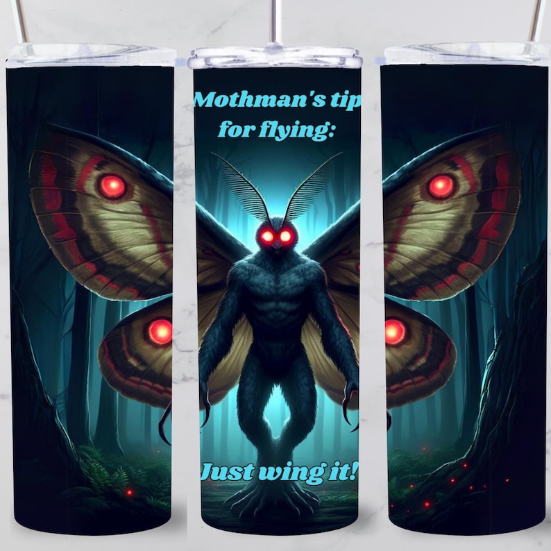 Mothman Tumbler Wrap 20oz Skinny Cryptid Sublimation Design Straight ...