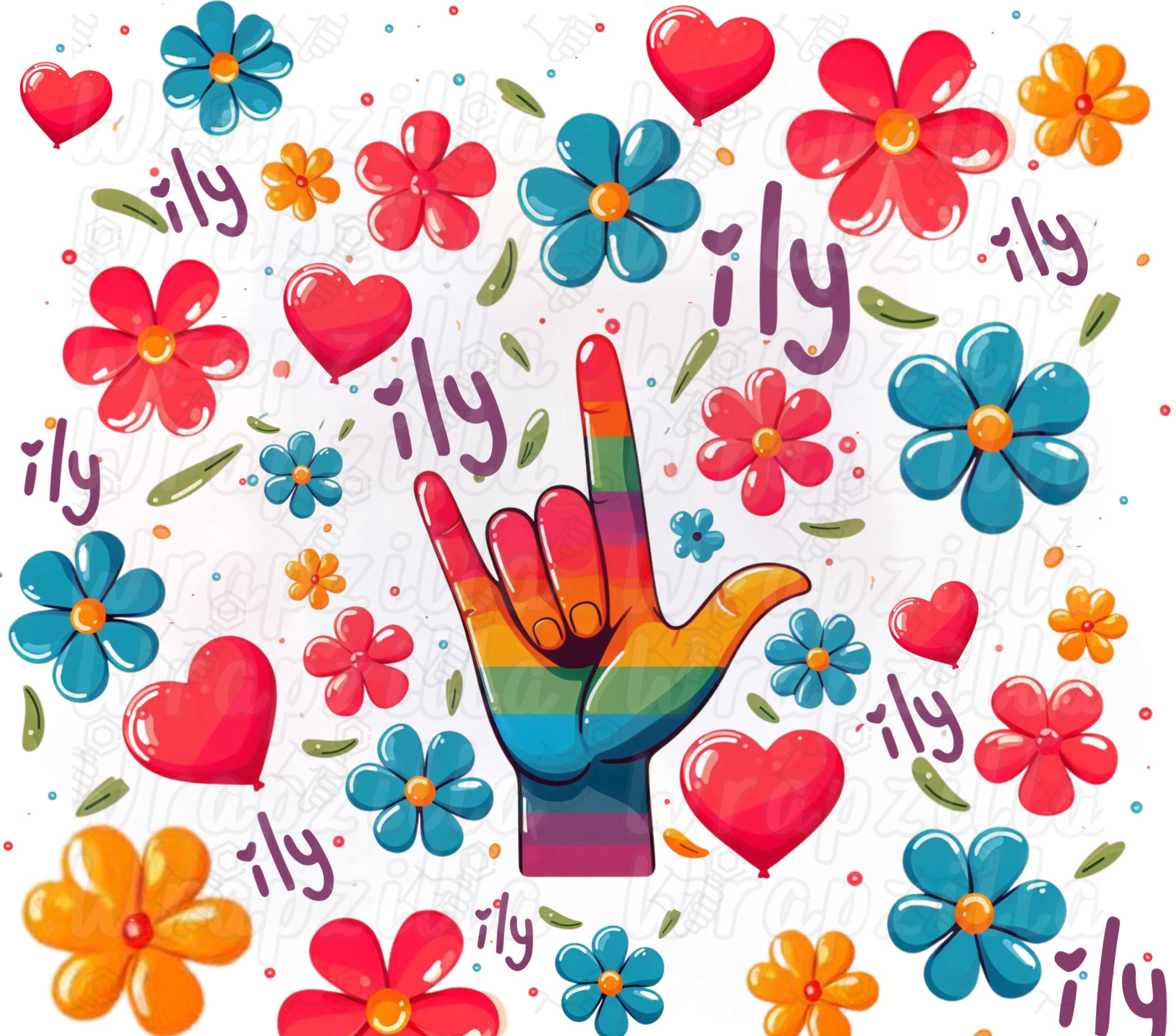 ASL Tumbler Wrap American Sign Language Ily Hand 20oz Skinny ...