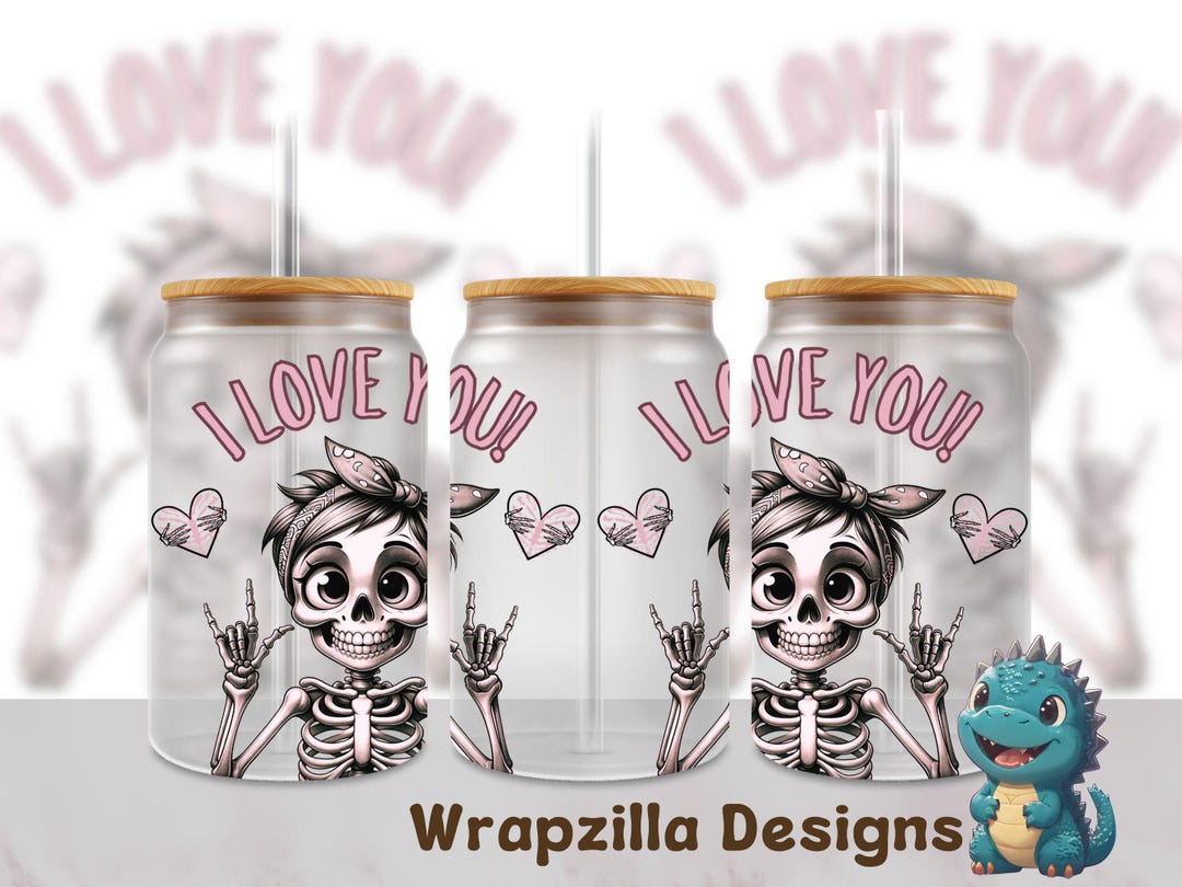 Fall Halloween ASL Ily 16oz Frosted Glass Sublimation Design Wrap PNG ...