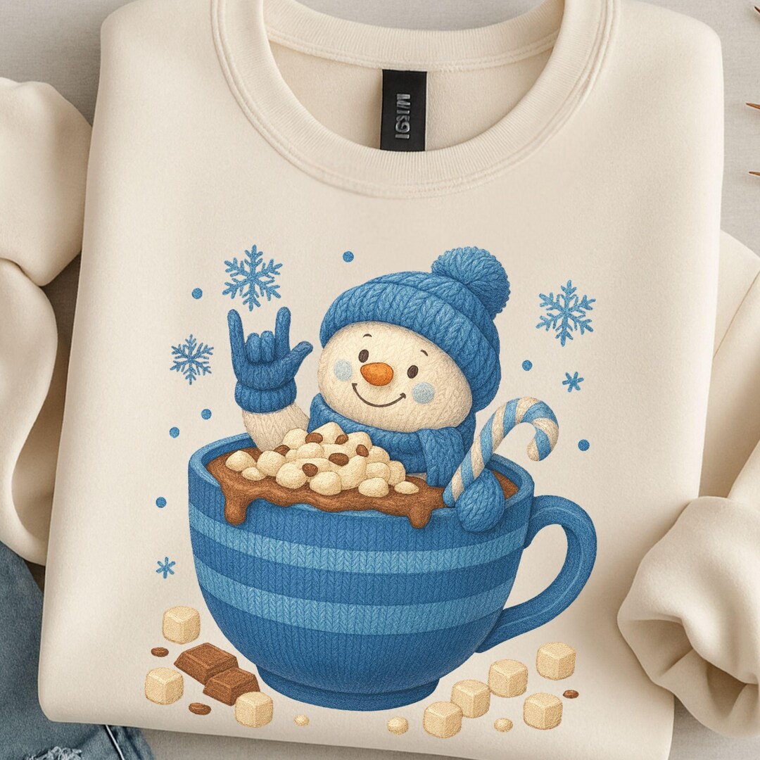 ASL Snowman PNG: I Love You Sign, Blue Christmas Cocoa (digital ...