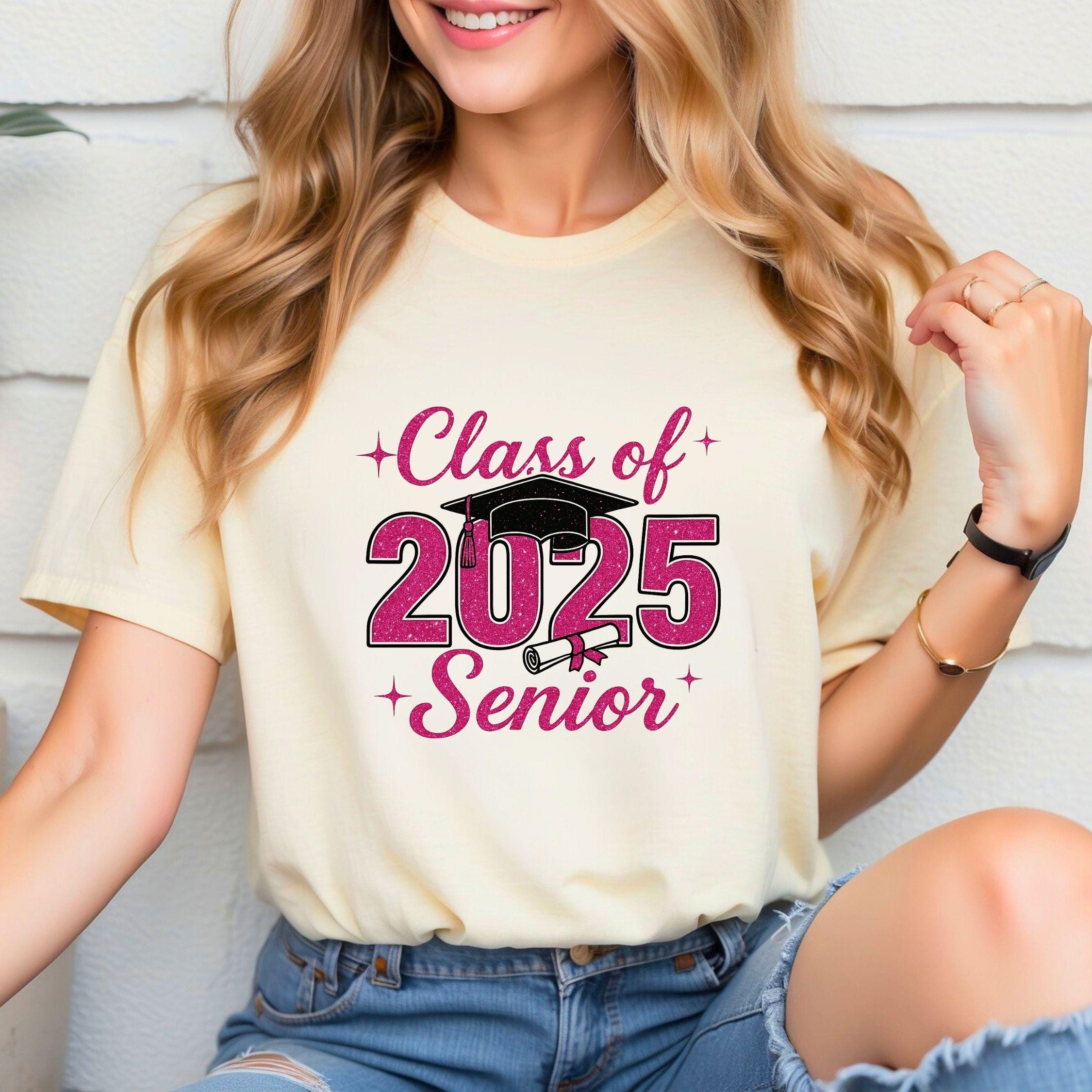 Class of 2025 Senior PNG: Pink Glitter Graduation Design (digital ...
