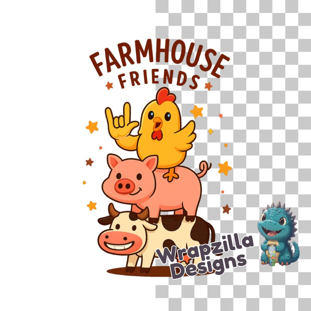 Farm Animal Clipart: ASL I Love You Sign, Chicken, Pig, Cow (digital ...