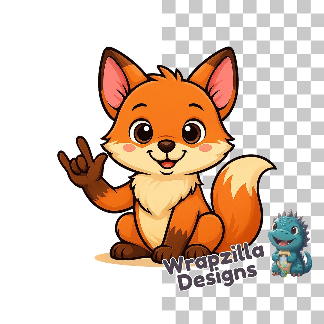 ASL Fox I Love You PNG, Deaf Animal Sign Language Wrap, 20 Oz Tumbler ...