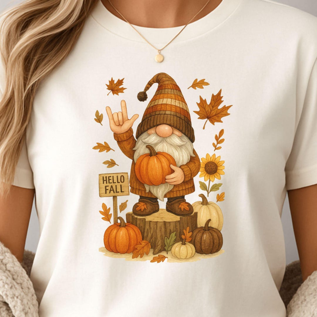 Hello Fall Gnome PNG: ASL I Love You Sign, Pumpkins (digital Download ...
