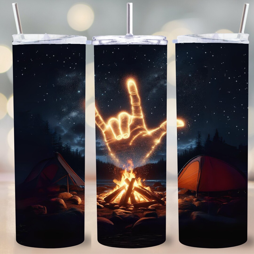 ASL Ily Tumbler Wrap American Sign Language Camping Ily 20oz Skinny ...