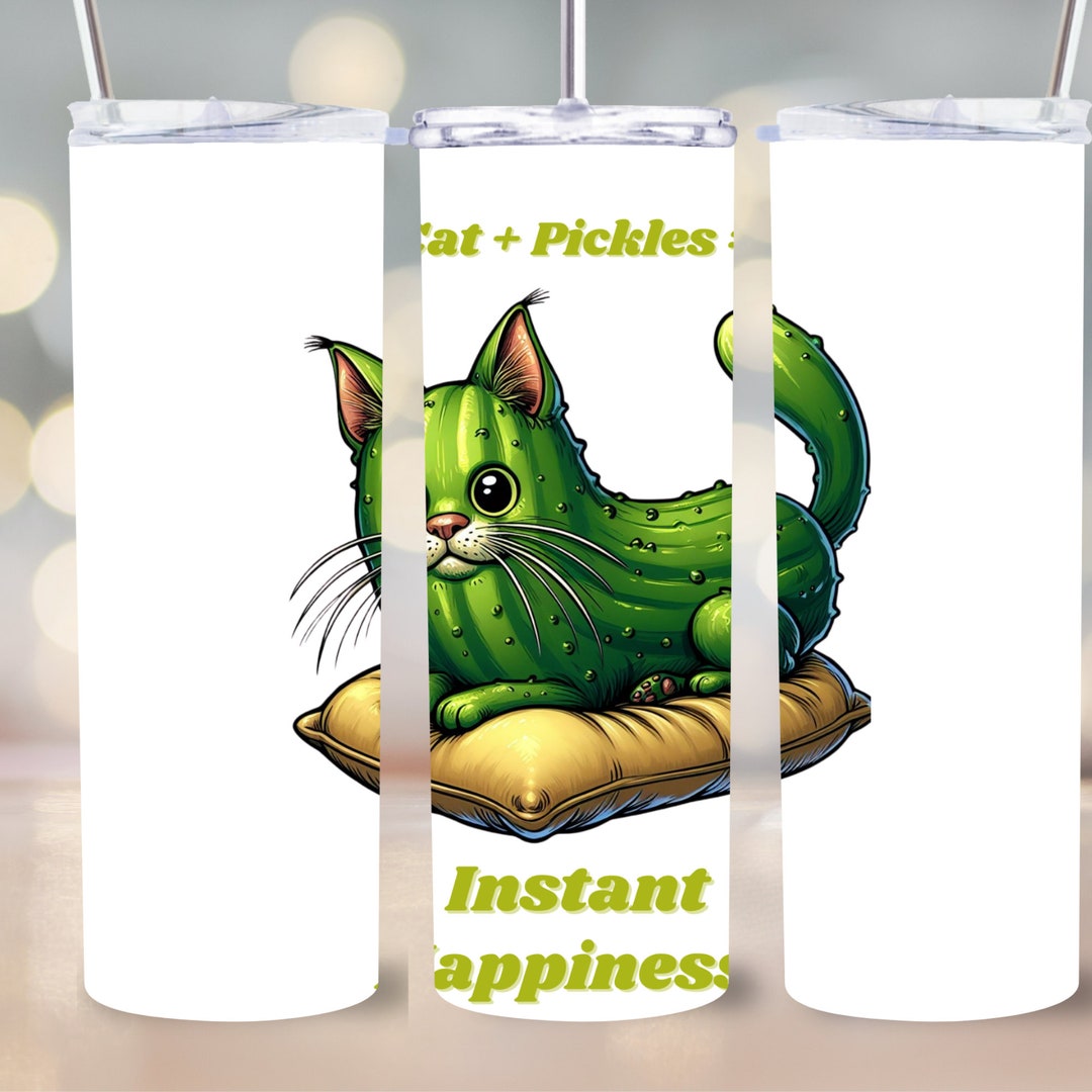 Pickles Cat Tumbler Wrap PNG Design I Love Pickleball & Cats 20oz ...