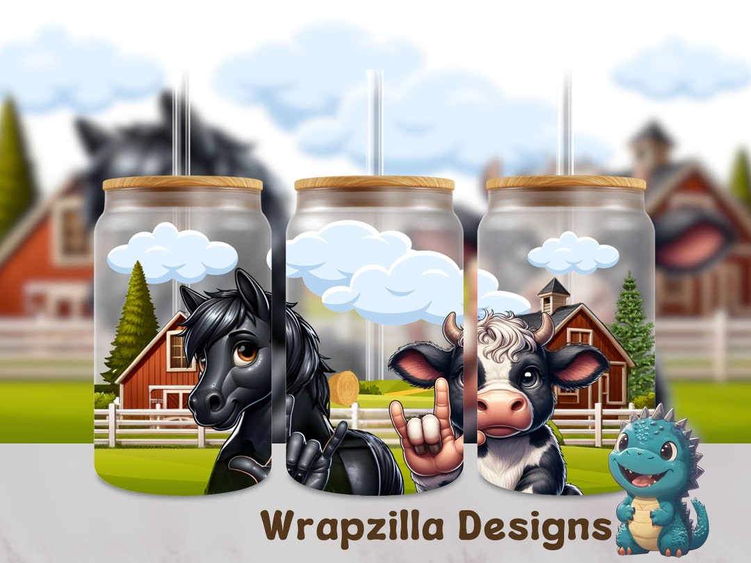 Farm-themed Frosted Glass Sublimation Design - "i Love You" in ASL ...