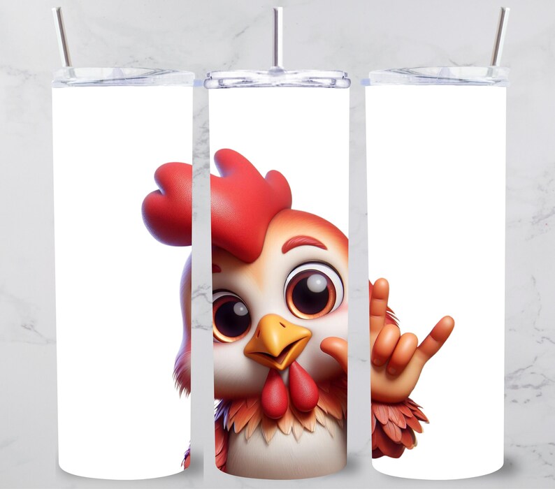 ASL Tumbler Wrap American Sign Language Ily Baby Chicken Rooster 20oz ...